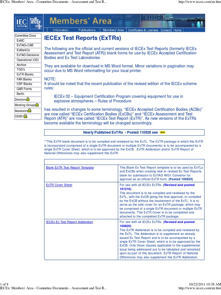 IECEx - Members' Area - Committee Documents - Assessment and Test ...