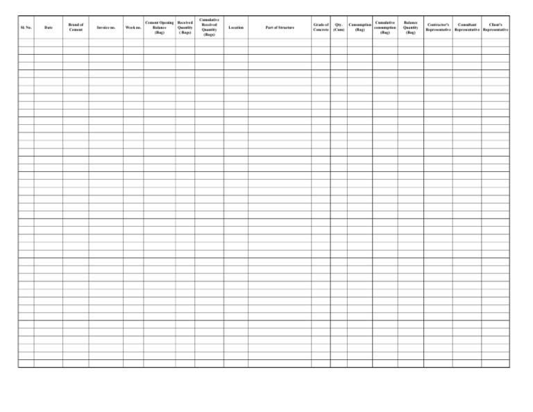 Cement Consumption Register | PDF