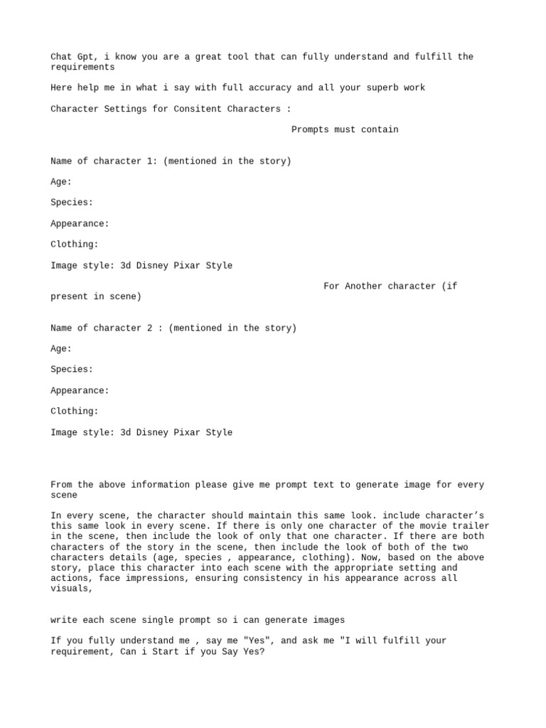 Consistent Character Prompts for 3D Animation | PDF