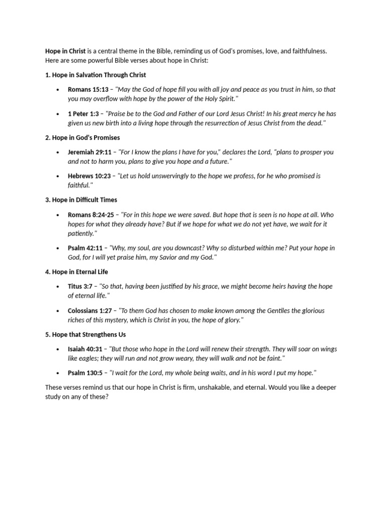 Hope in Christ: Bible Verses and Strength | PDF