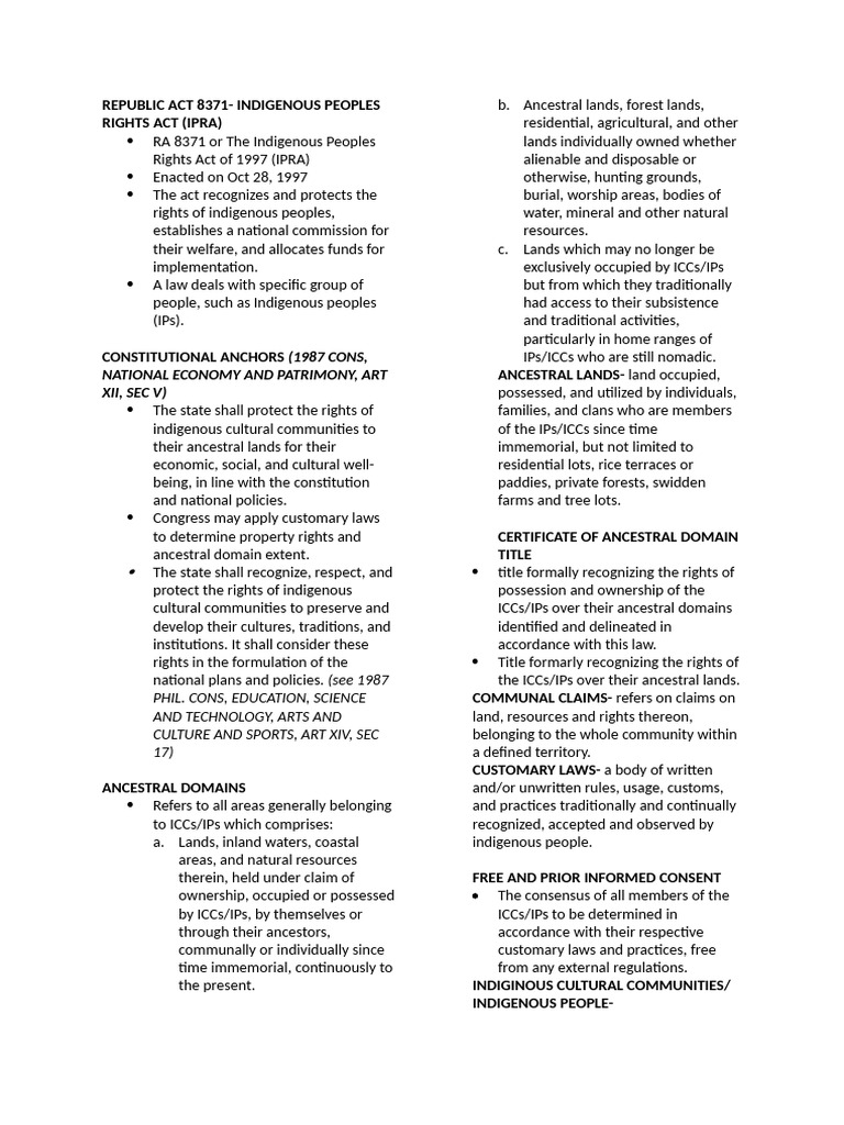 REPUBLIC ACT 8371 | PDF | Indigenous Peoples | Justice