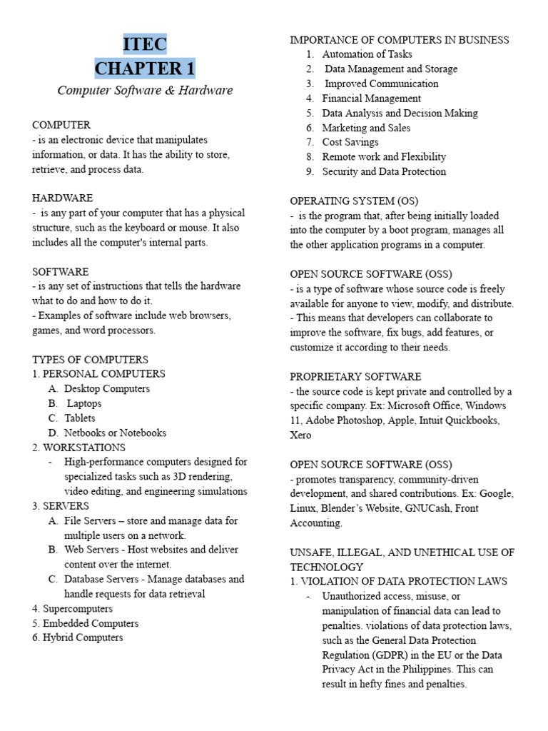 ITEC- REVIEWER | PDF | Microsoft Excel | Spreadsheet
