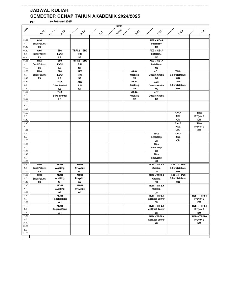 Jadwal Genap 2024-2025 | PDF