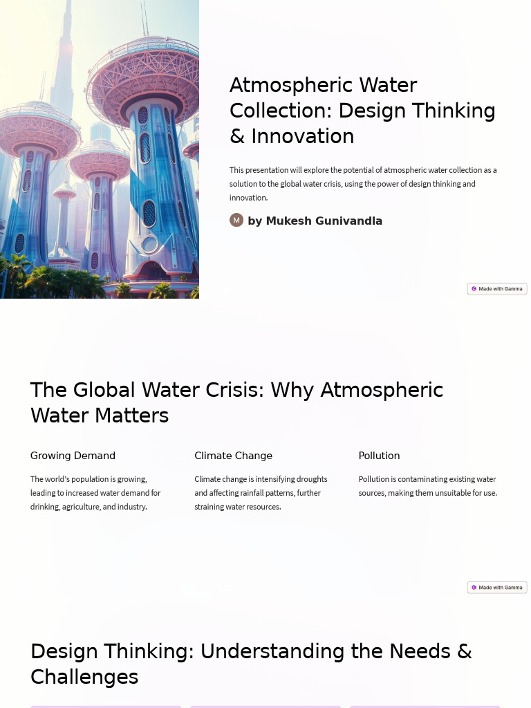 Atmospheric Water Collection Design Thinking and Innovation | PDF ...
