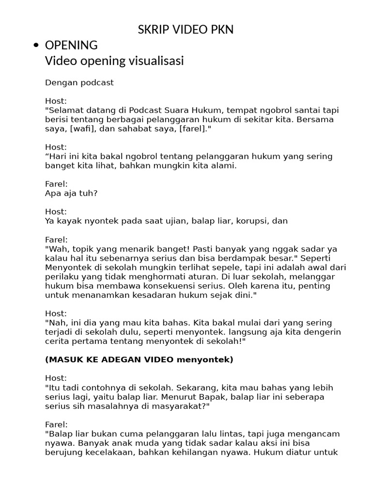 Skrip Video PKN | PDF