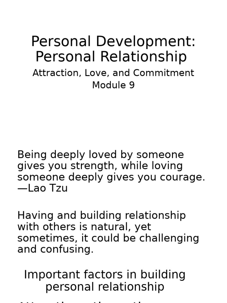 Perdev Module 9 Lesson | PDF | Love | Attachment Theory