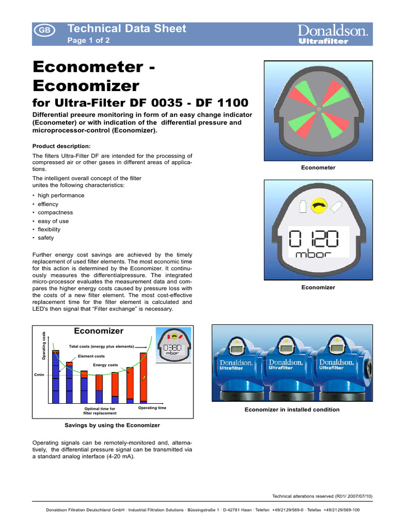 Ultra-Filter DF Economizer Overview | PDF | Pressure Measurement ...