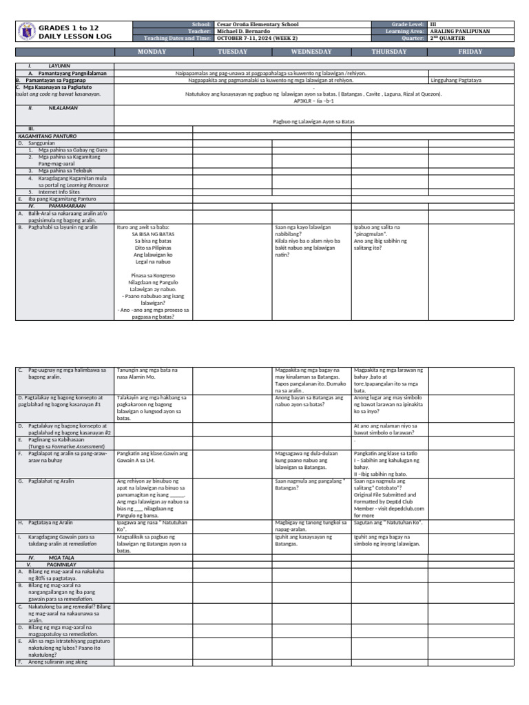 DLL_ARALING PANLIPUNAN 3_Q2_W2 | PDF