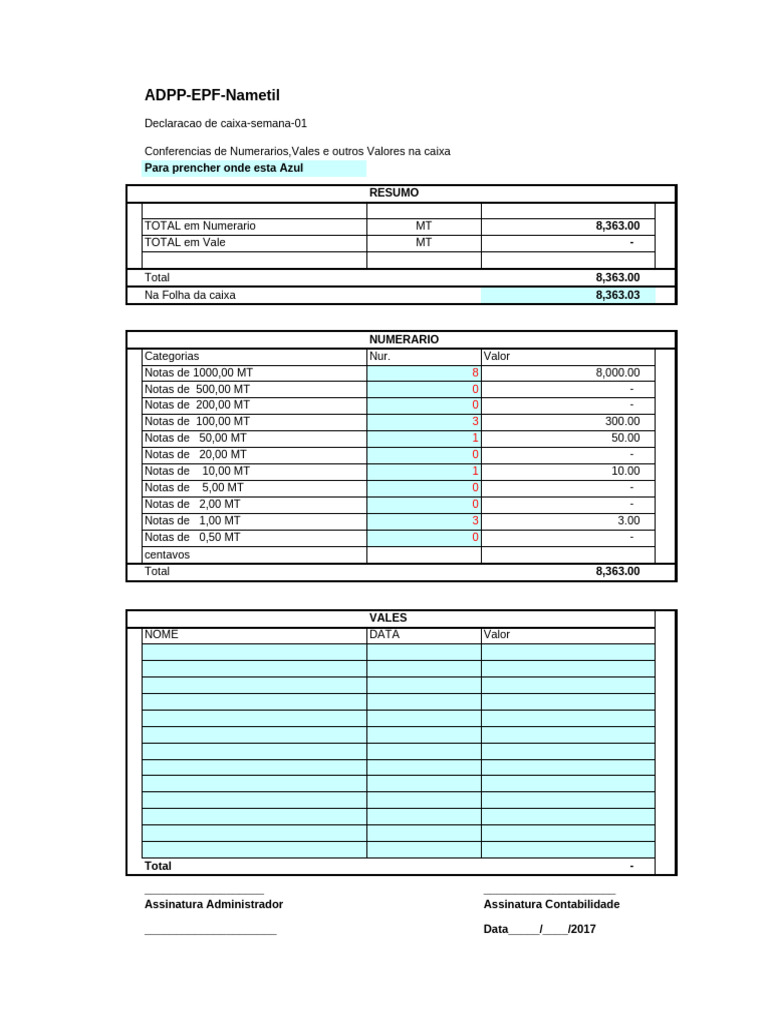 Declaracao de Caixa Funcionamento 2023 | PDF | Contabilidade ...