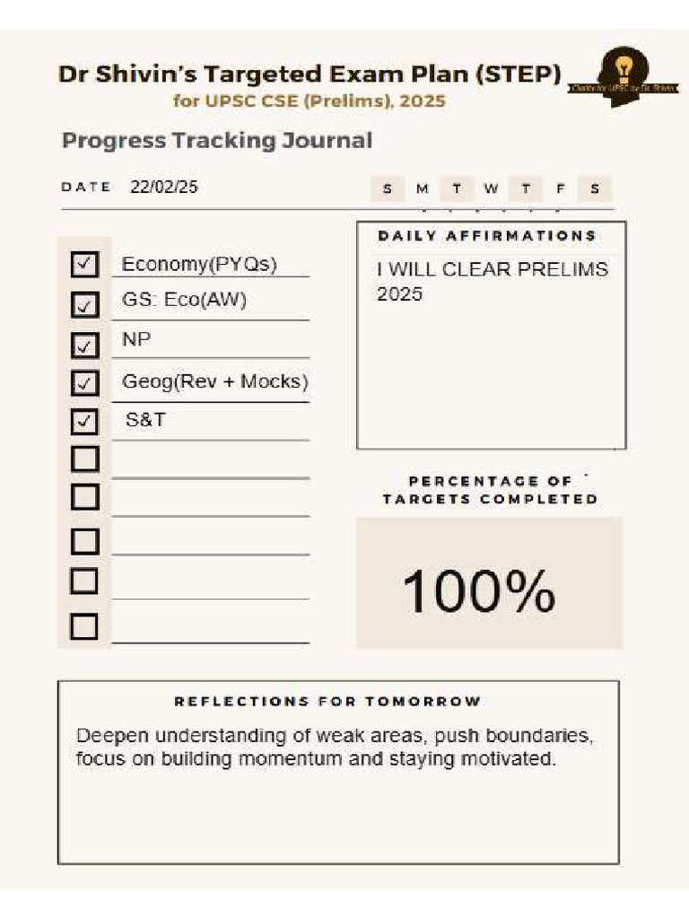 Progress Tracking Journal 22 - Feb | PDF