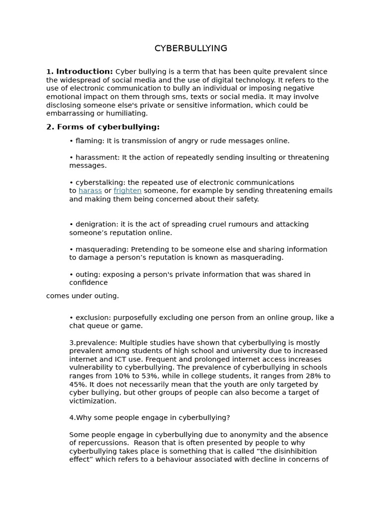 Computer Cyberbullying Assignment | PDF | Cyberbullying | Bullying
