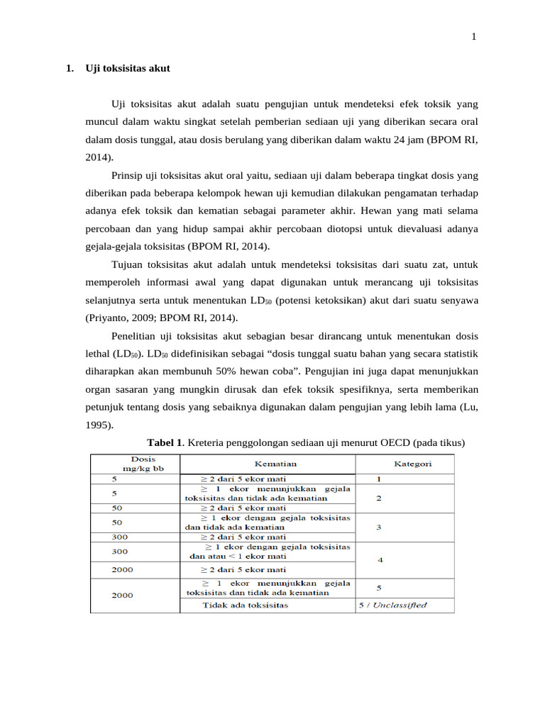 Uji Toksisitas Akut | PDF