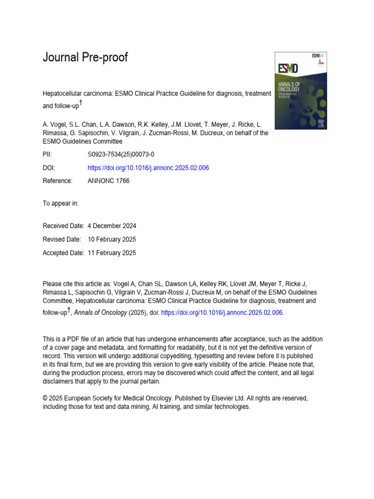 Hepatocellular carcinoma- ESMO Clinical Practice Guideline for ...