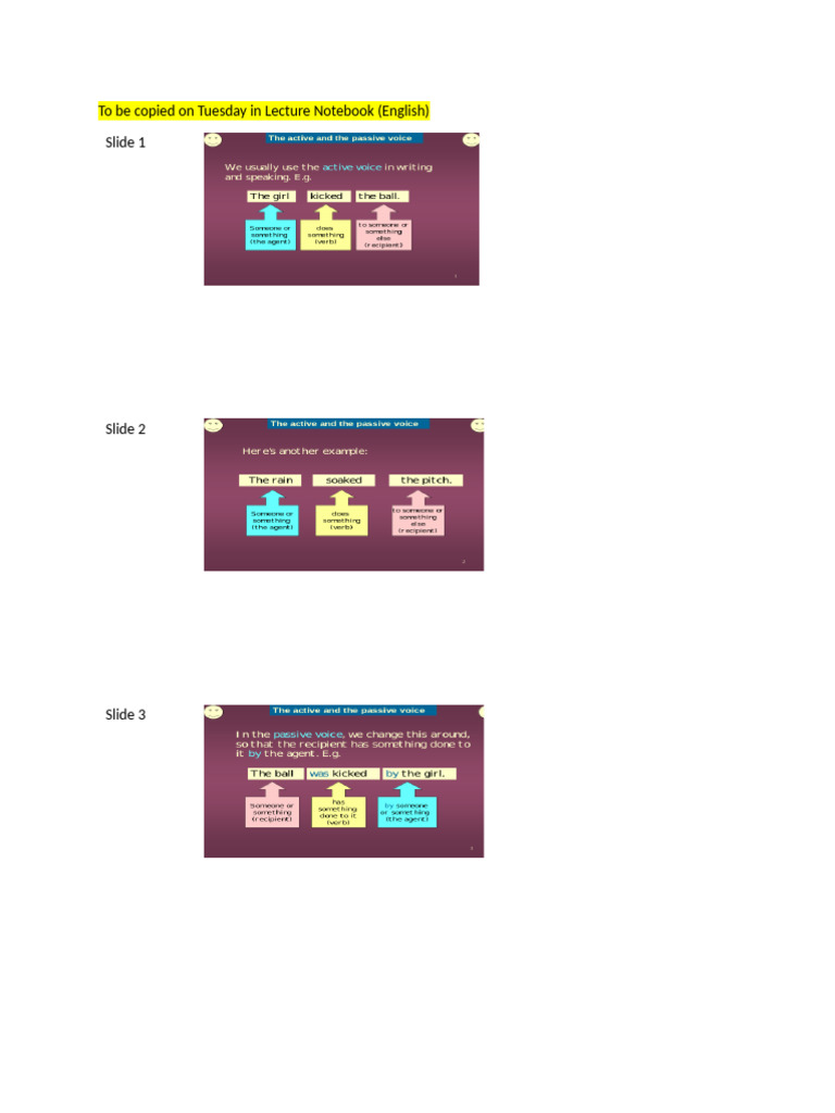 Active and Passive Voice Notes (Grade 7) | PDF