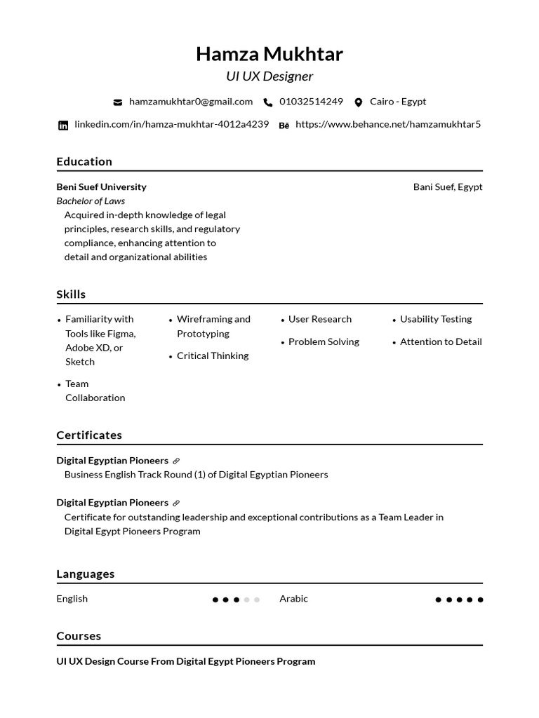 Hamza Mukhtar Resume | PDF