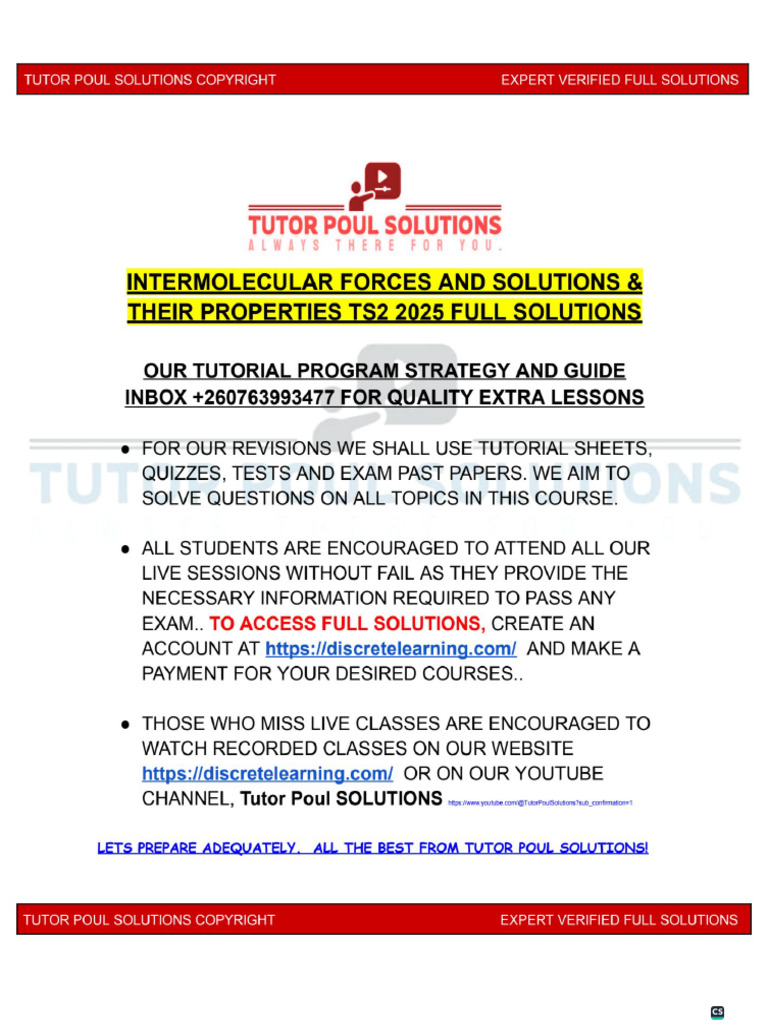 BMCH120 TS2 Intermolecular Forces Jan 2025 Solutions | PDF
