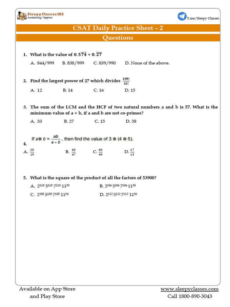 CSAT Daily Practice Sheet - 2 (Solutions) | PDF