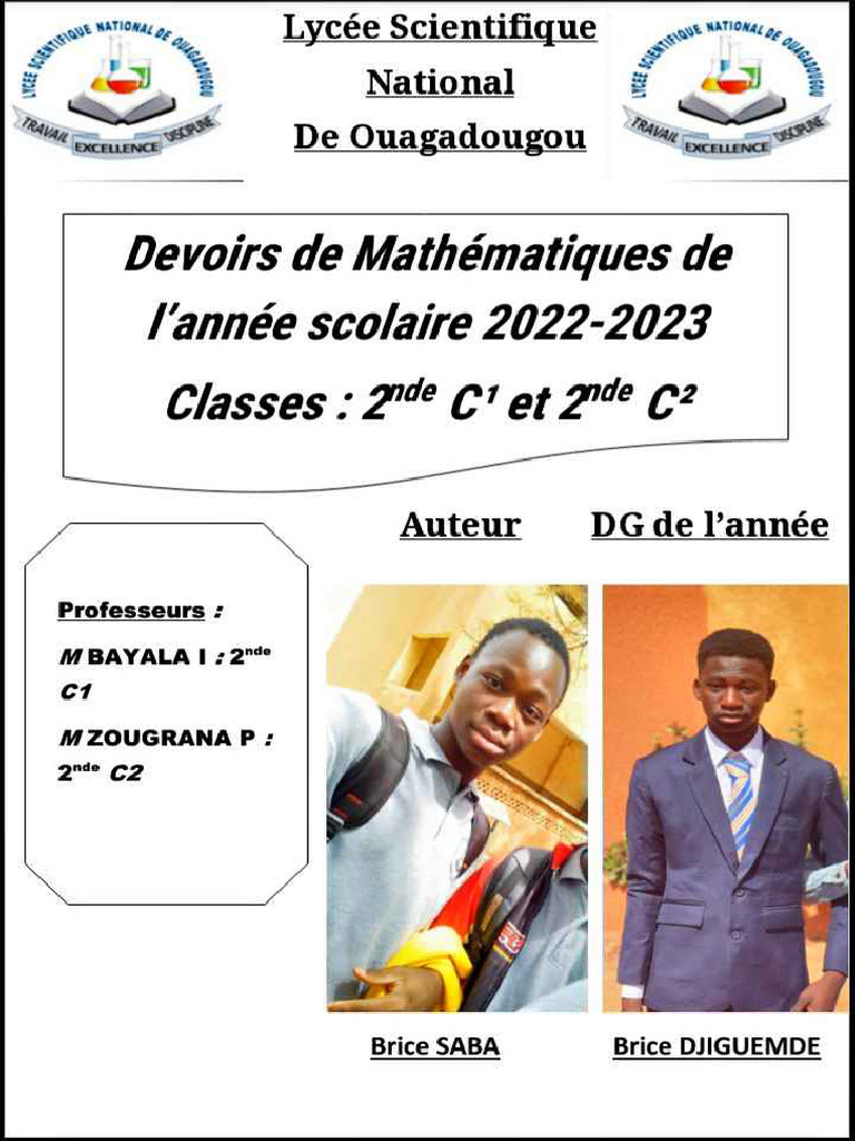 Devoirs de Math LSNO 2nde C_102447 | PDF