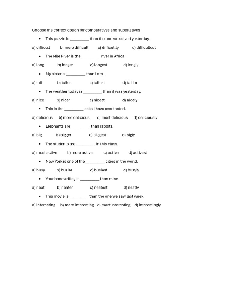 Comparatives and Superlatives | PDF