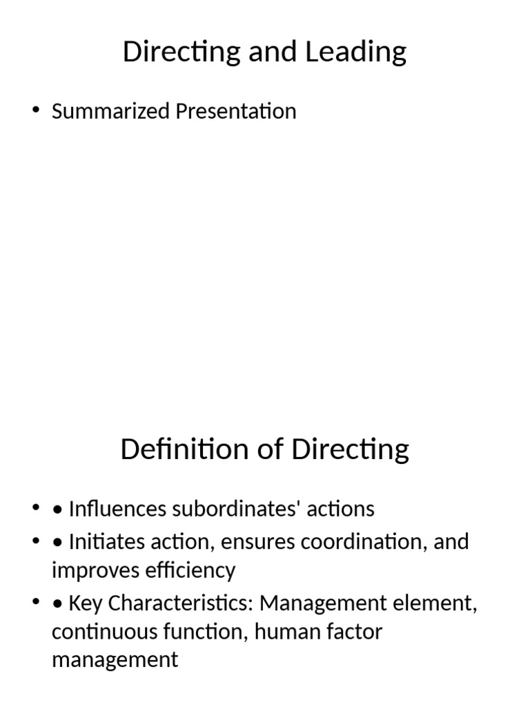 Essentials of Directing and Leadership | PDF