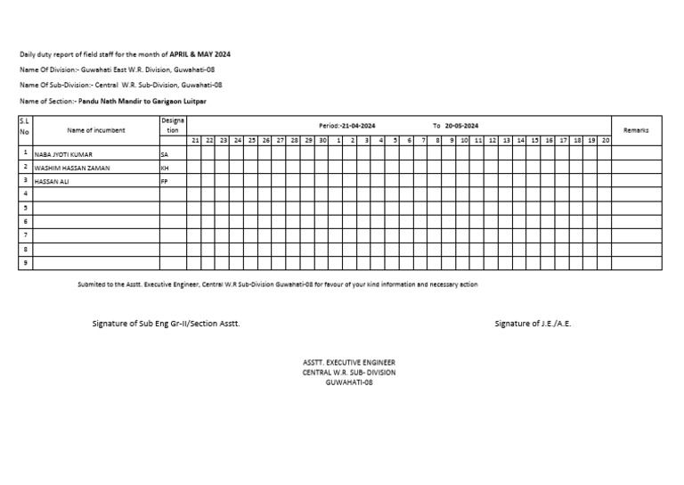 Site Duty Report Format | PDF