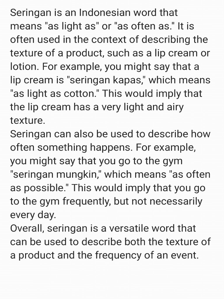 Seringan Indonesian Word | PDF