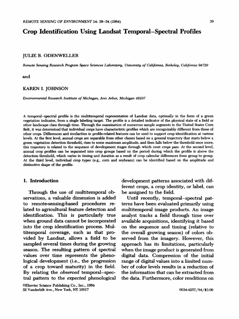 Crop Identification Using Landsat Temporal-spectral Profiles | PDF | Crop Rotation | Crops