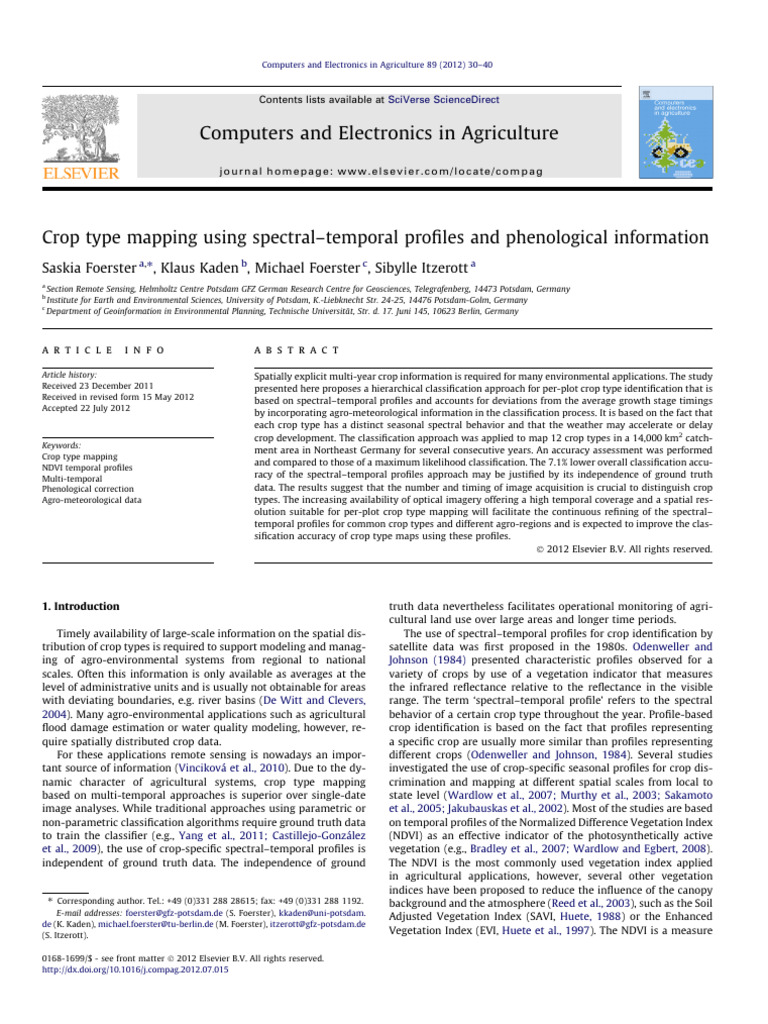 Crop Type Mapping Using Spectral-Temporal Profiles and Phenological ...