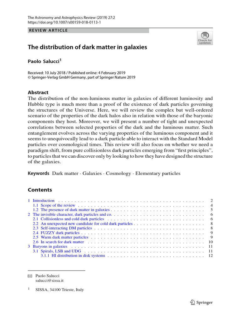 Review - 2019 - The Distribution of Dark Matter in Galaxies | PDF ...