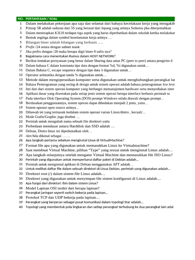 Format CBT ASTS GENAP DPK TKJ YOGA | PDF