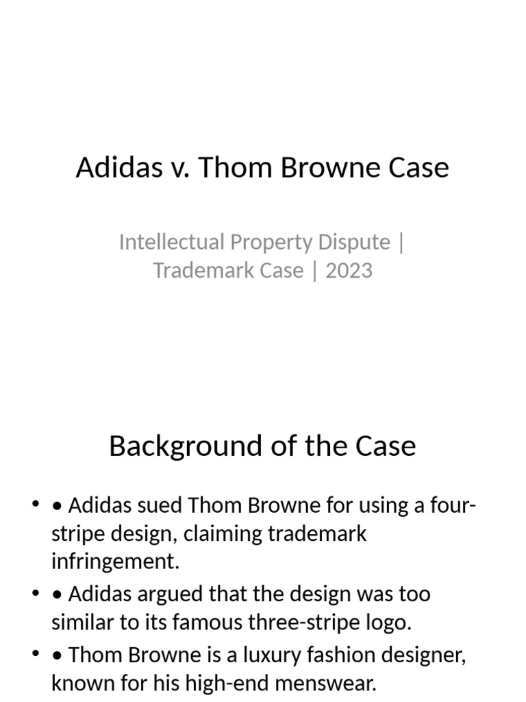 Adidas vs Thom Browne Case | PDF