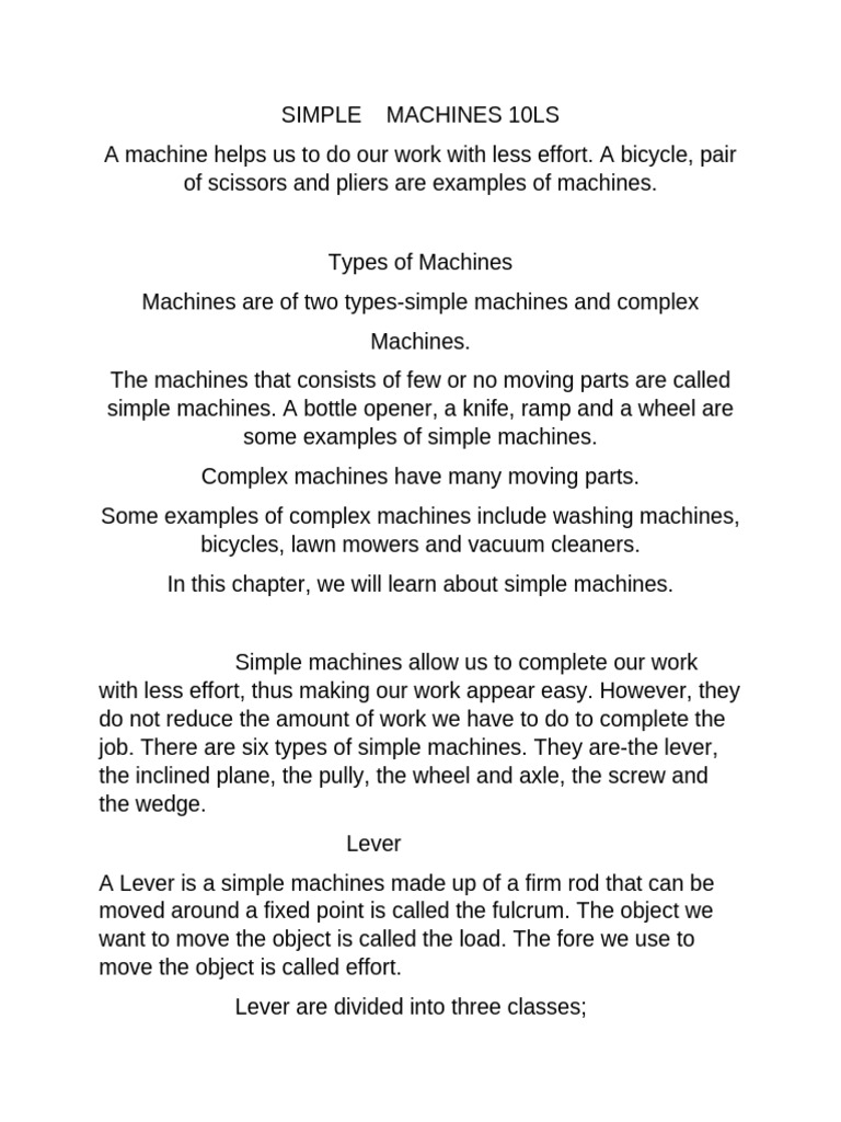 Overview of Simple Machines | PDF