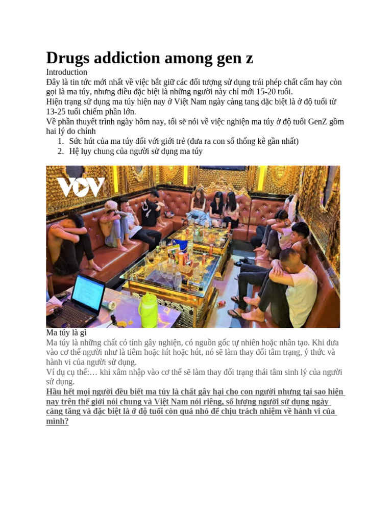 Drugs Addiction Among Gen Z | PDF