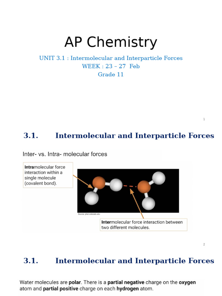 Intermolecular Forces in AP Chemistry | PDF