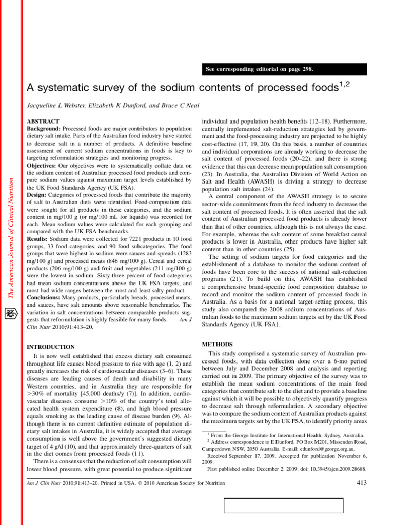 Material Complementar 1 - A Systematic Survey of The Sodium Contents of ...