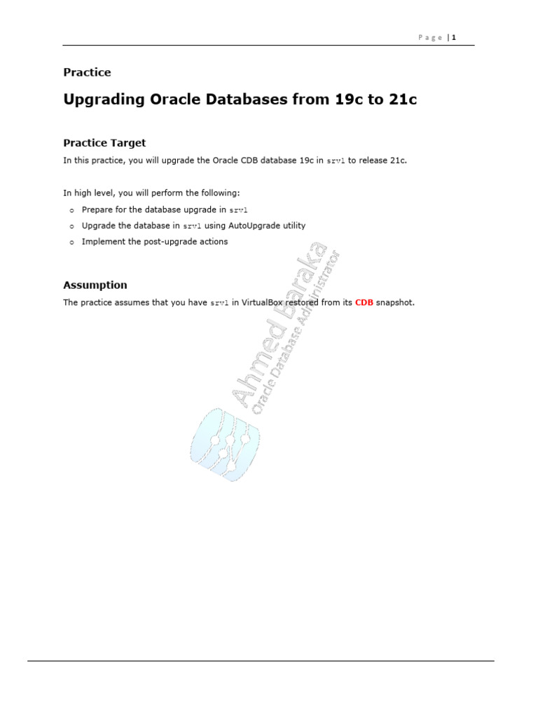 Practice - Upgrading Oracle Database | PDF | Computer File | Databases