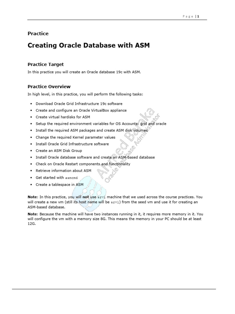 Practice - Creating Oracle Database With ASM | PDF | Computer File | Databases
