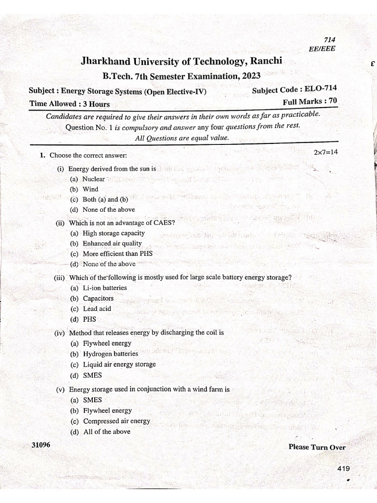 B.tech 7th Sem Previous Year Question . | PDF