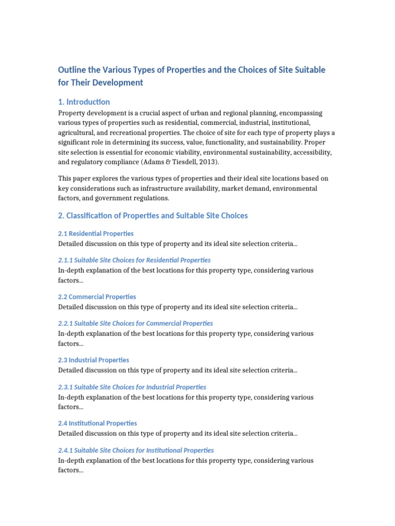 Types of Properties and Site Selection | PDF | Sustainability | Property