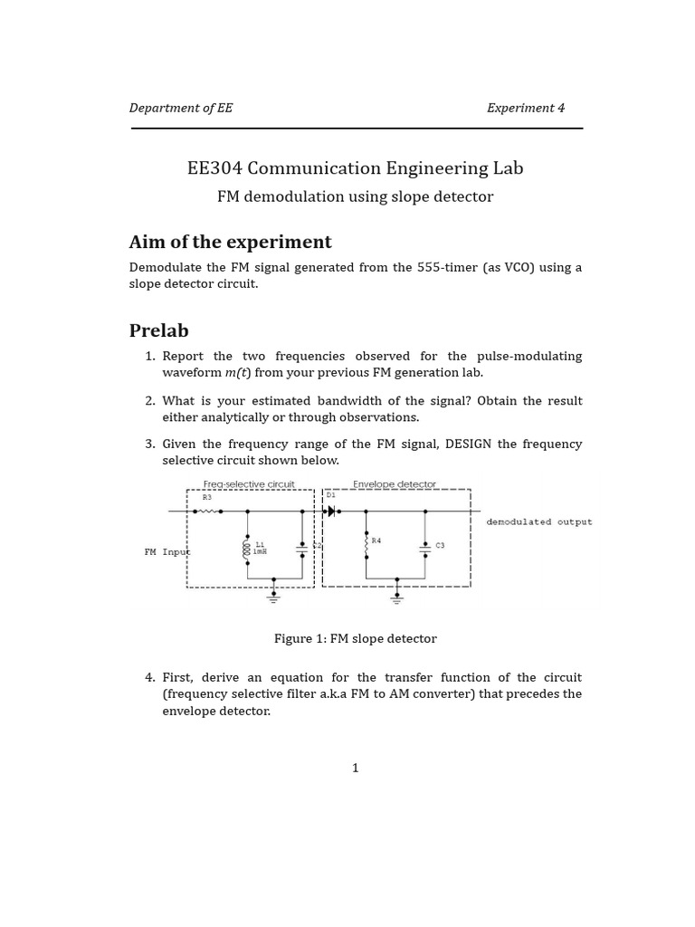 Experiment 6 Frequency Demodulation | PDF | Detector (Radio) | Frequency Modulation