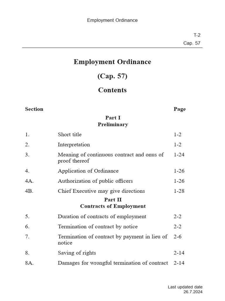 Employment Ordinance Overview | PDF | Employment | Wage