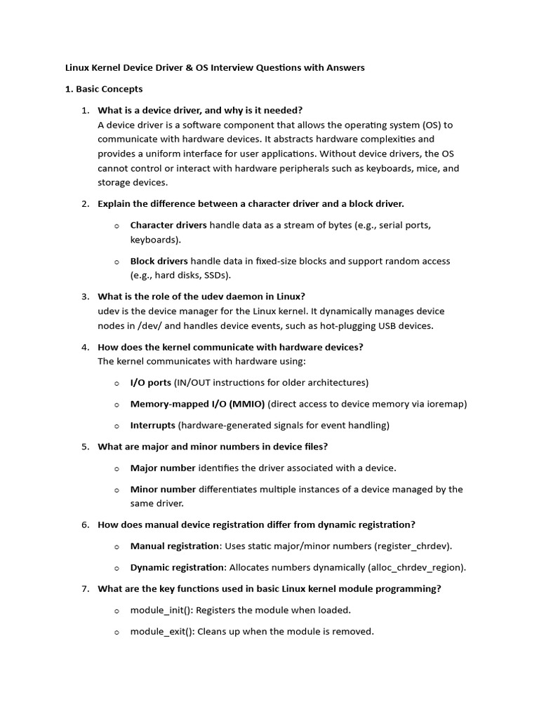 Linux Kernel Device Driver Pdf Kernel Operating System Device