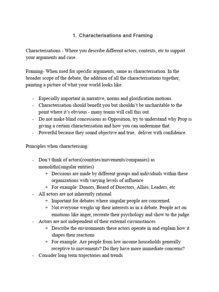 Characterisations and Framing in Debate | PDF | Argument | Epistemology