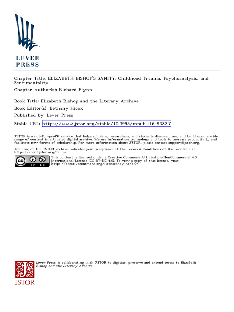 Elizabeth Bishop's Sanity | PDF | Psychoanalysis | Sigmund Freud