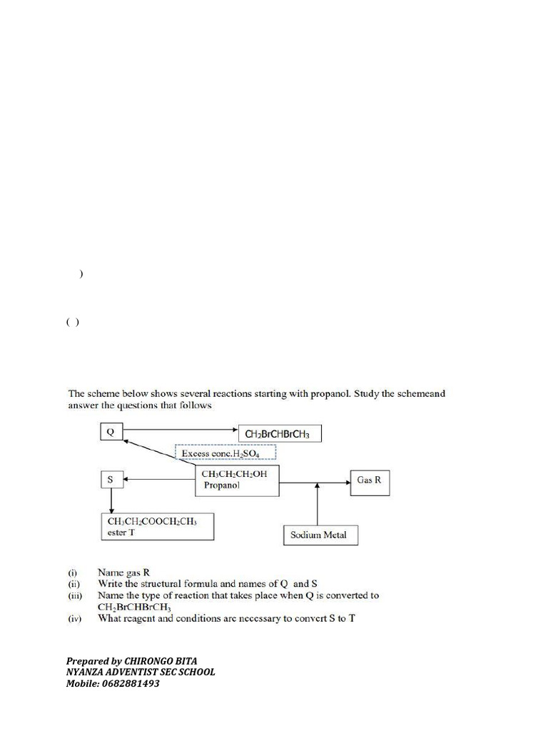 Organic Revision Questions | PDF | Hydrocarbons | Isomer
