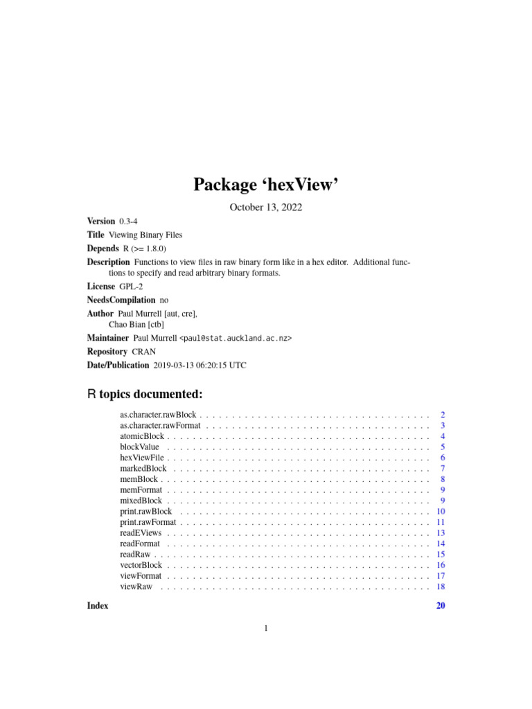 HexView: Binary File Viewer in R | PDF | String (Computer Science ...