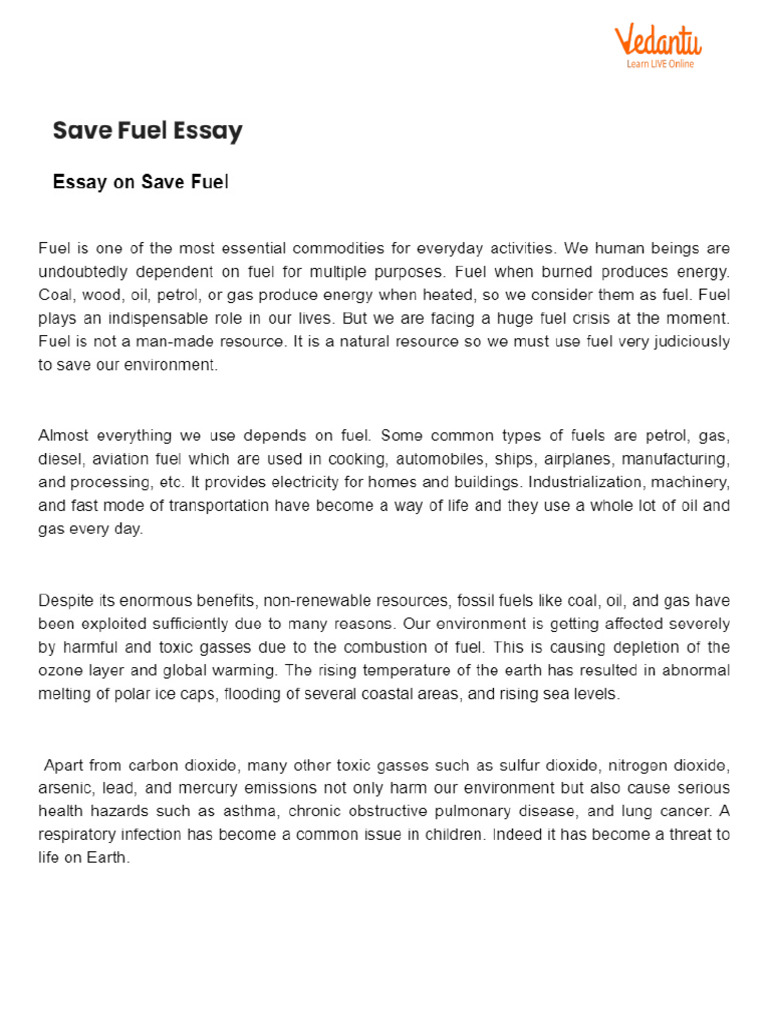 Save Fuel Essay | PDF