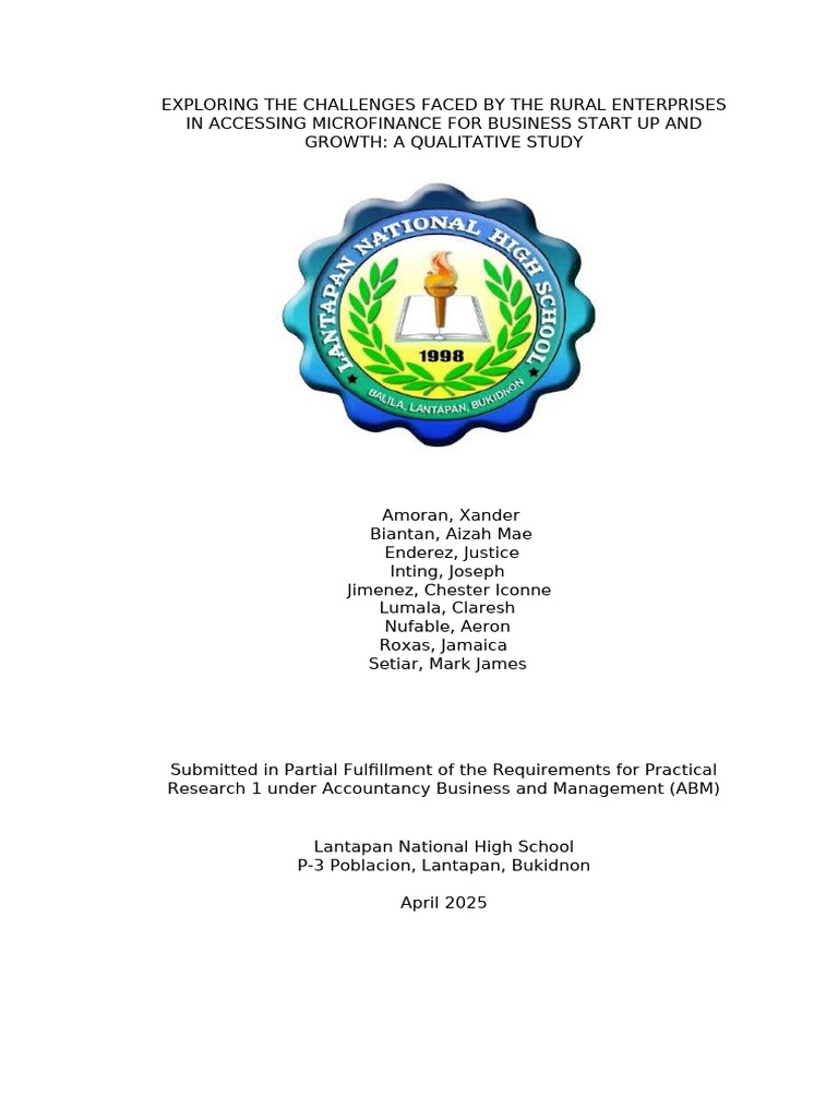 Final Research Paper Abm 11 Group 1 | PDF | Microfinance | Entrepreneurship