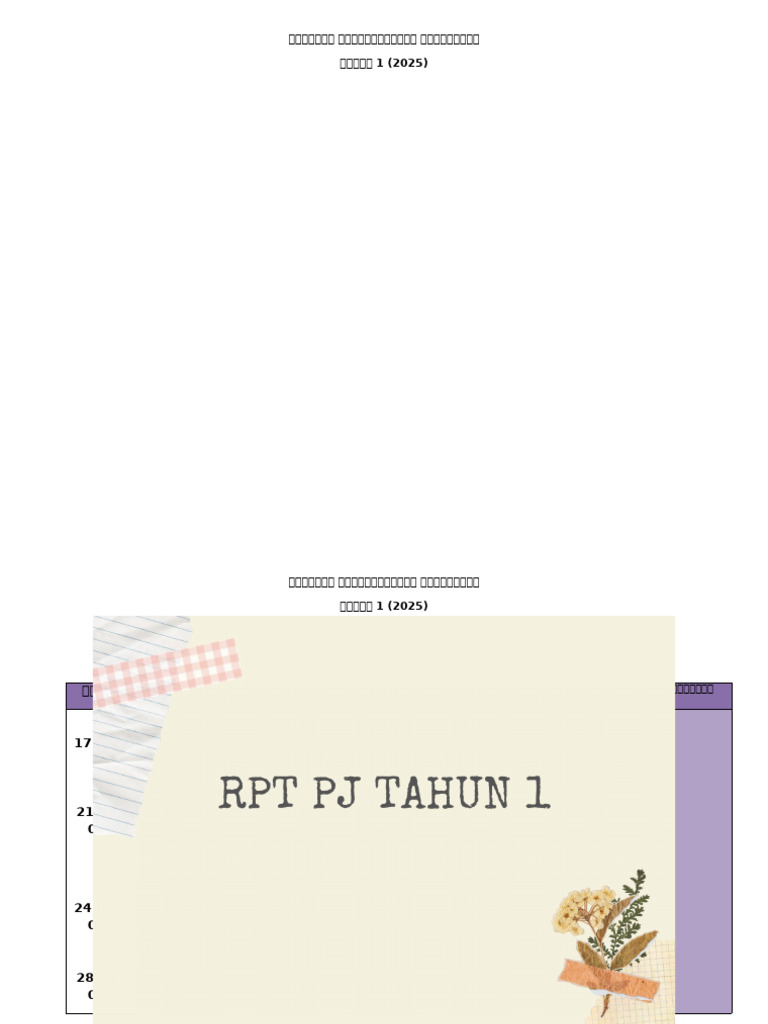 RPT PJ Tahun 1 | PDF