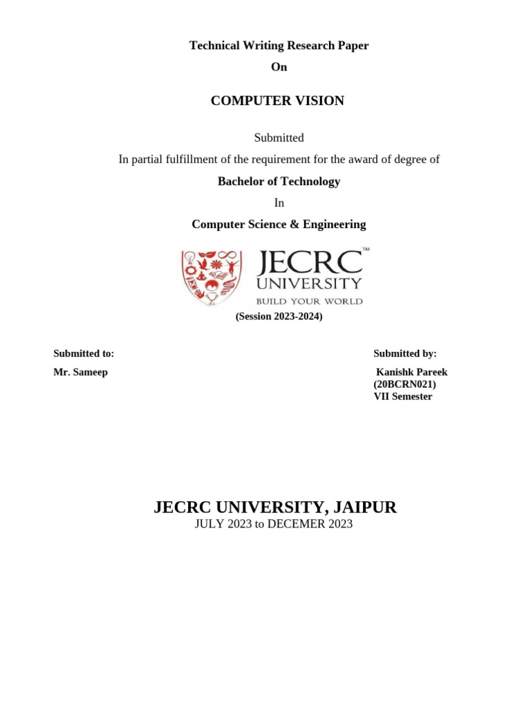 Kanishk Pareek | PDF | Computer Vision | Augmented Reality